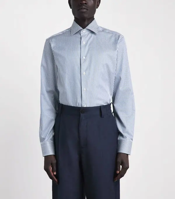 Canali Cotton Bengal Stripe Shirt - Grey