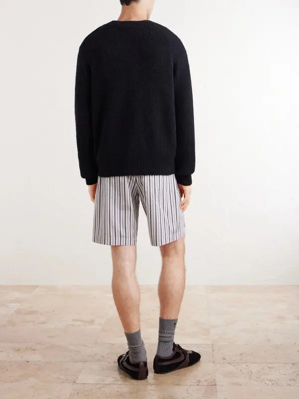 Dries Van Noten Brushed Alpaca And Wool-blend Crewneck Sweater - Black