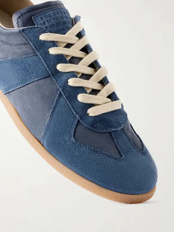 MAISON MARGIELA Replica Suede-trimmed Leather Sneakers