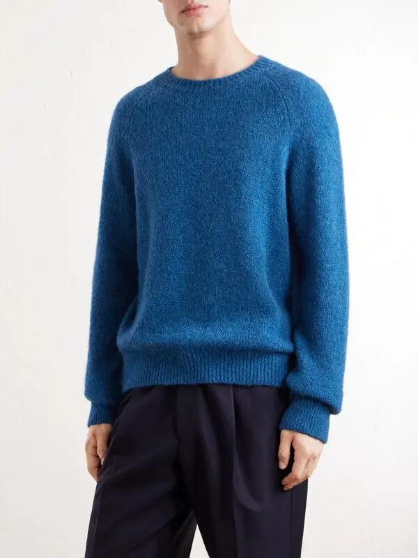 Dries Van Noten Brushed Alpaca-blend Sweater - Blue