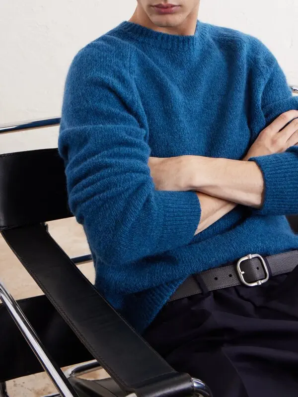 Dries Van Noten Brushed Alpaca-blend Sweater - Blue