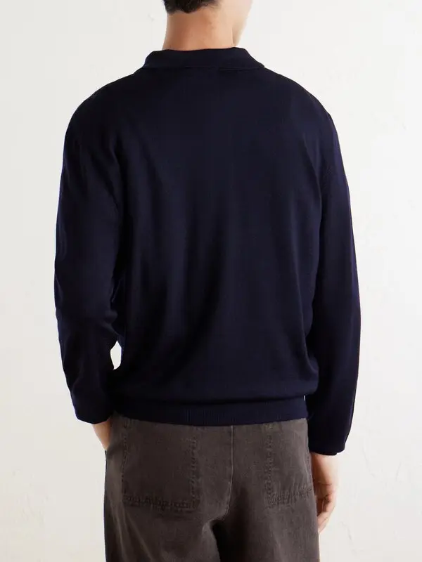 A.p.c. Riou Virgin Wool Polo Shirt - Blue
