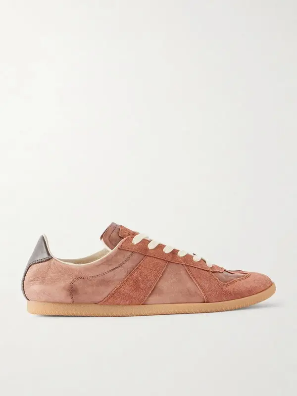 MAISON MARGIELA Replica Suede-trimmed Leather Sneakers - Brown