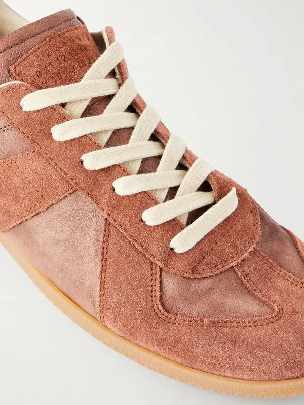 MAISON MARGIELA Replica Suede-trimmed Leather Sneakers