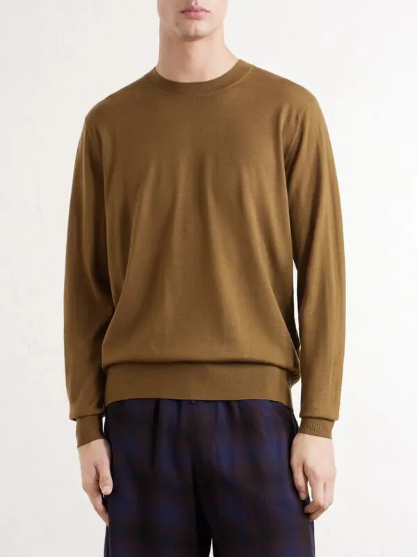 Dries Van Noten Merino Wool Crewneck Sweater - Brown