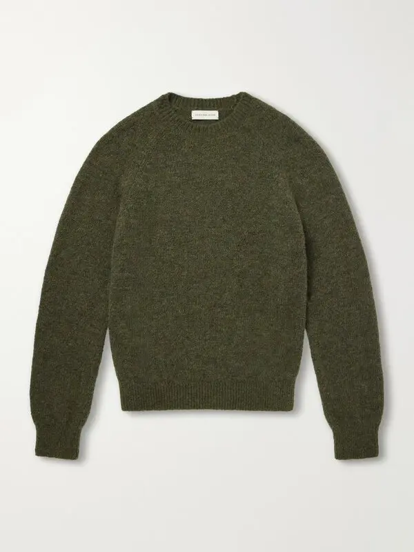 Dries Van Noten Brushed Alpaca-blend Crewneck Sweater - Green