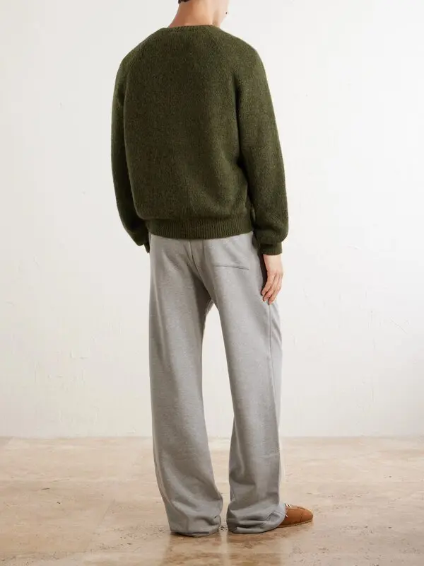 Dries Van Noten Brushed Alpaca-blend Crewneck Sweater - Green