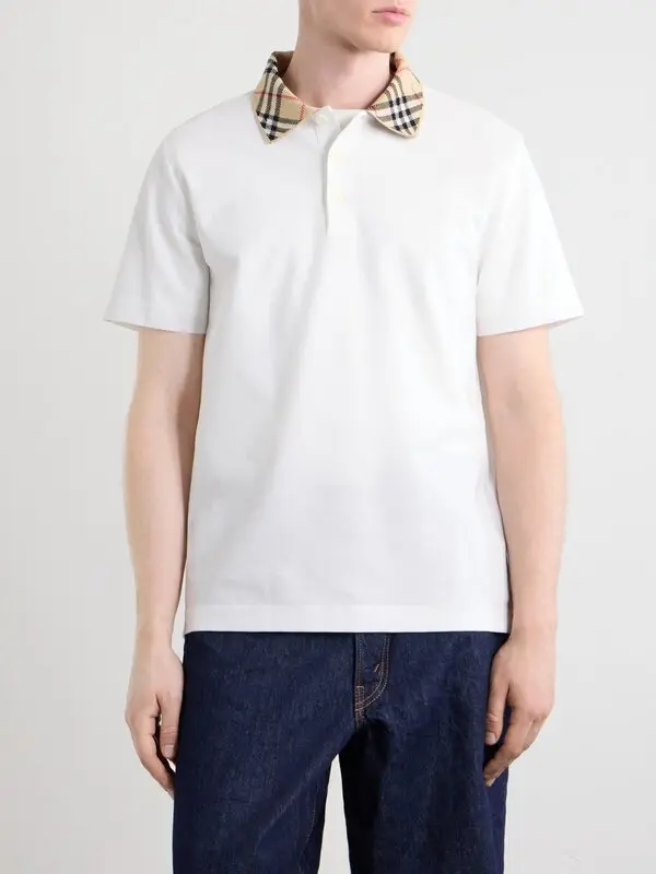 Burberry Checked Cotton-piqué Polo Shirt