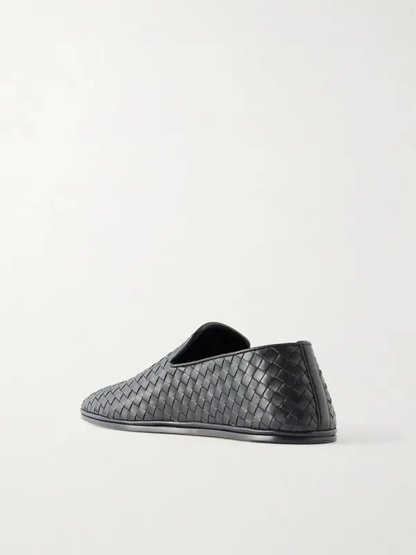 Bottega Veneta Palazzo Intrecciato Leather Loafers - Black