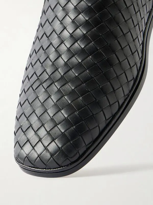 Bottega Veneta Palazzo Intrecciato Leather Loafers - Black