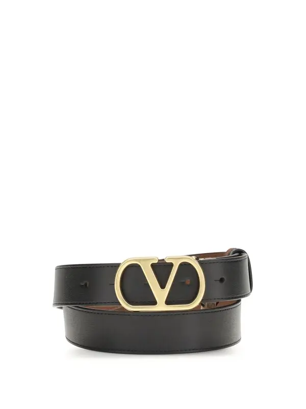 Valentino Garavani Reversible Leather Belt With The Vlogo Signature - Black