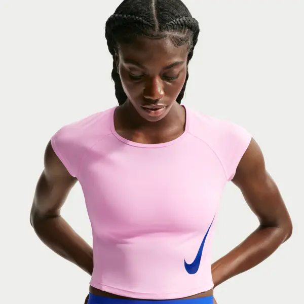 Nike Tempo Swoosh Dri-fit Cap-sleeve Running Top - Pink