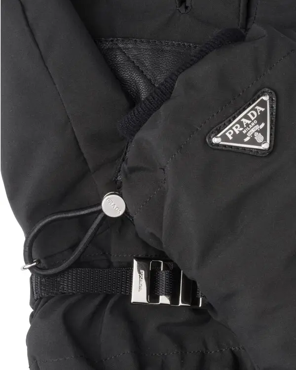 Prada Re-nylon Gloves With Leather Inserts