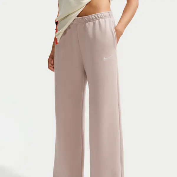 Nike Studio Fleece Medium Weight Mid-rise Wide-leg Pants - Brown