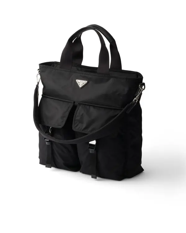 Prada Re-nylon And Leather Tote Bag - Black