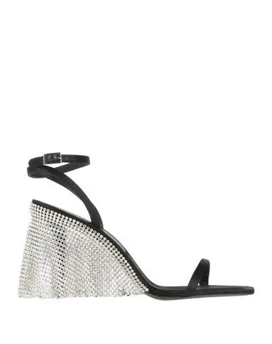 KATE CATE® Embellished Satin Ankle Strap Sandals - Black