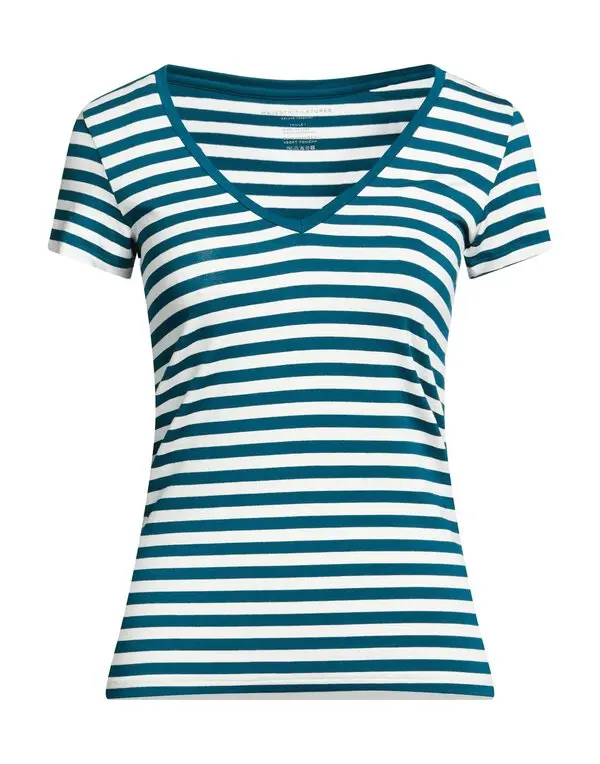 Majestic Filatures Striped V-neck Viscose Blend T-shirt