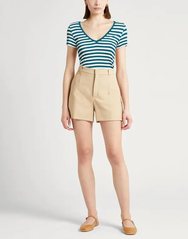 Majestic Filatures Striped V-neck Viscose Blend T-shirt