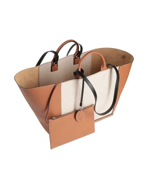 TOD'S Maxi Two-tone Tote Bag In Canvas And Pebbled Leather