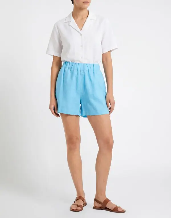 120% Lino Linen Shorts - Blue