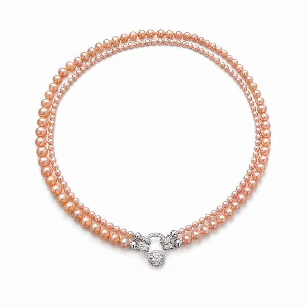 NINEMOO Champagne Camellia Duet Necklace - Pink