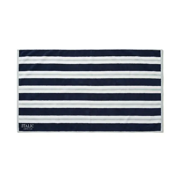 ITALIC Bondi Australian Cotton Beach Towels Set Of Two Mist & Navy - Blue