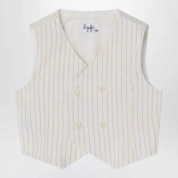 IL GUFO Double-breasted Vest In Pinstriped Cotton