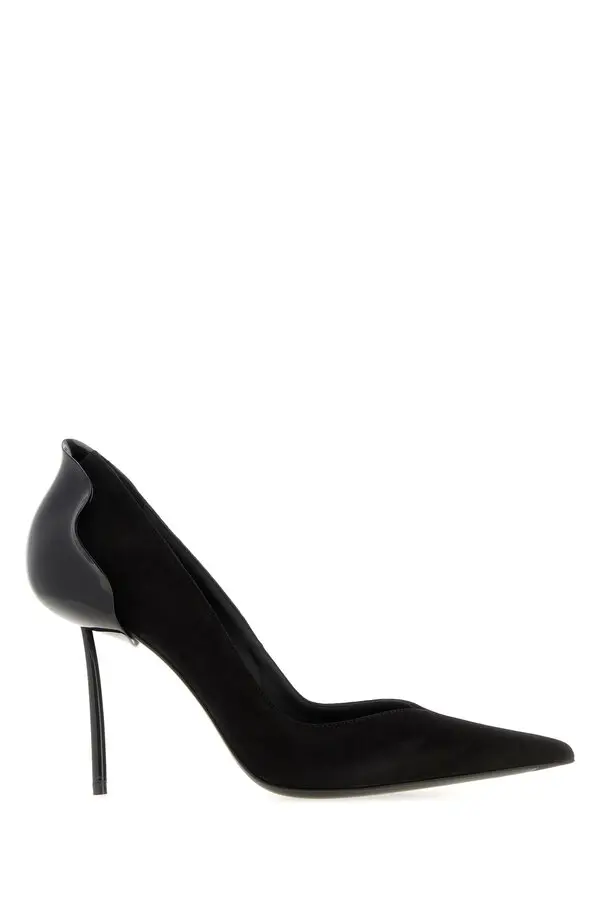 LE SILLA Suede Petalo Pumps With Patent Leather Accent - Black