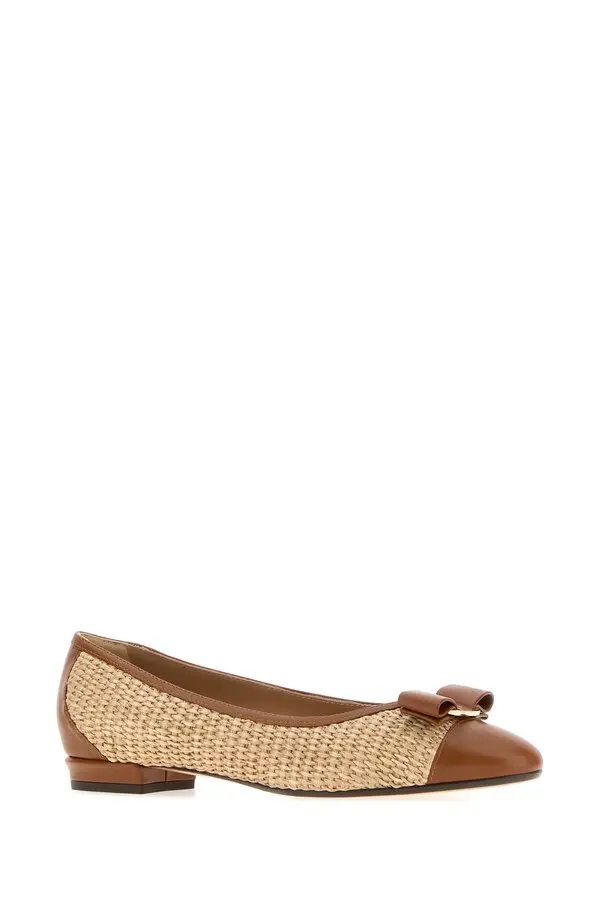 FERRAGAMO Rafia Varina Ballerinas