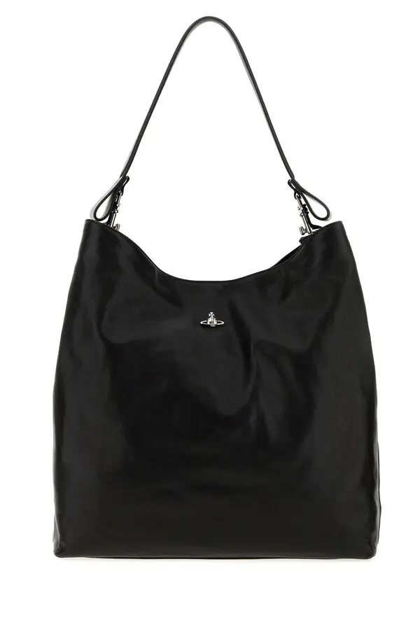 VIVIENNE WESTWOOD Leather Large Lottie Shopping Bag - Black