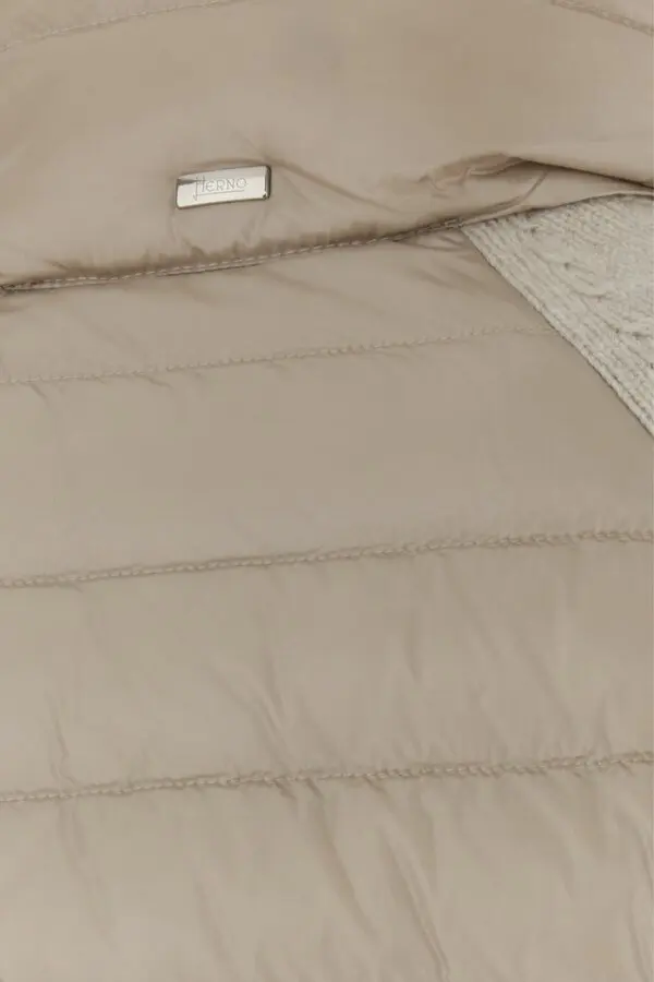 Herno Beige Quilted Jacket With Knit Inserts