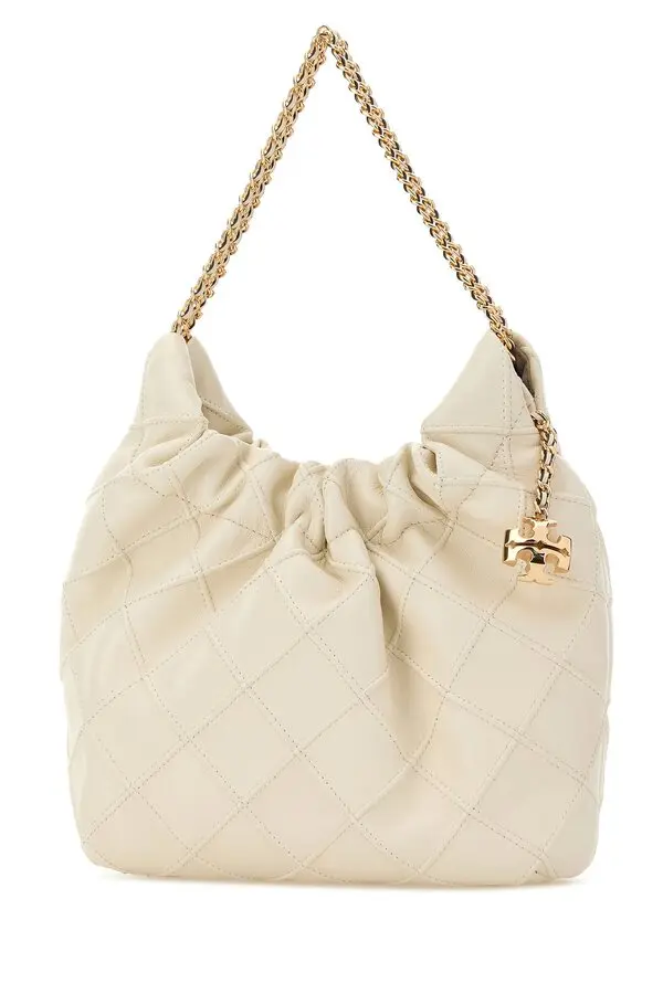 Tory Burch Ivory Leather Mini Fleming Handbag
