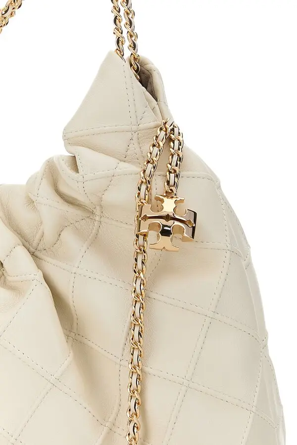 Tory Burch Ivory Leather Mini Fleming Handbag