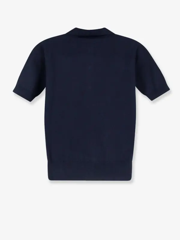 Max Mara Cotton, Silk, And Cashmere Polo Shirt - Blue