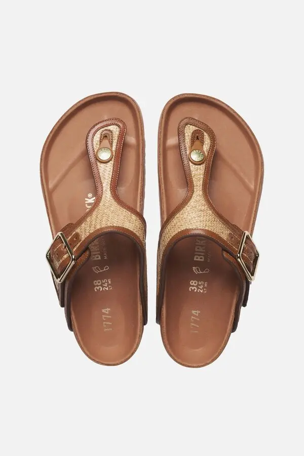 BIRKENSTOCK Gizeh Framed Raffia Sandal With Buckle