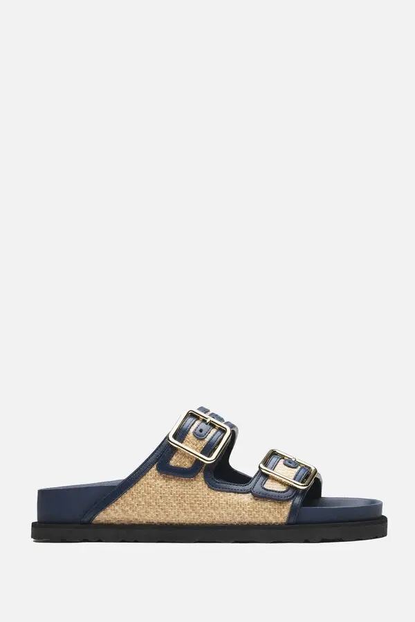 BIRKENSTOCK Raffia Arizona Slides - Blue