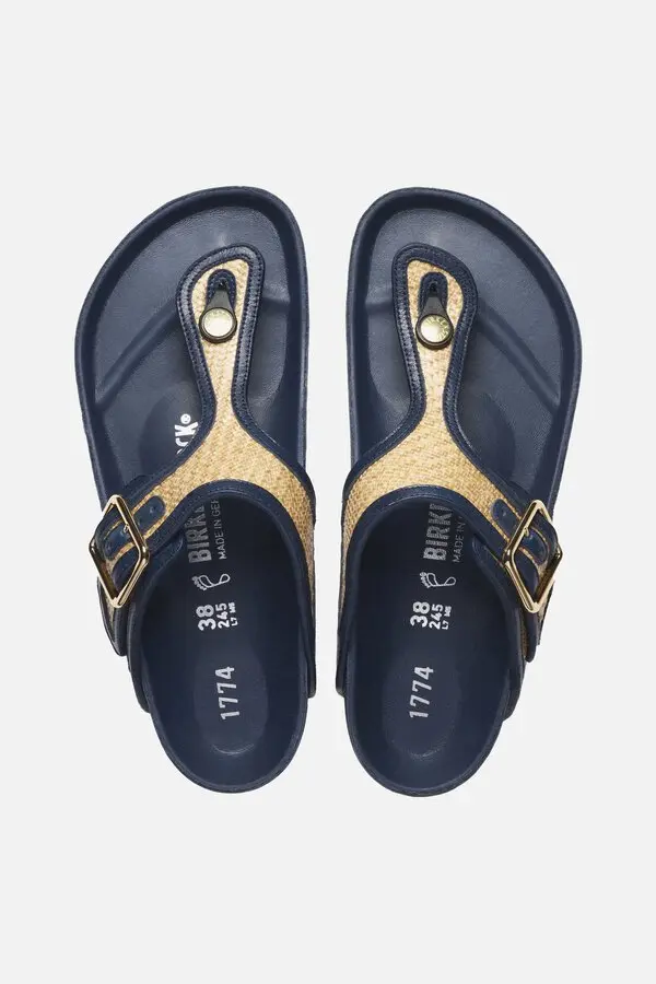 BIRKENSTOCK Gizeh Framed Raffia Thong Sandals - Blu