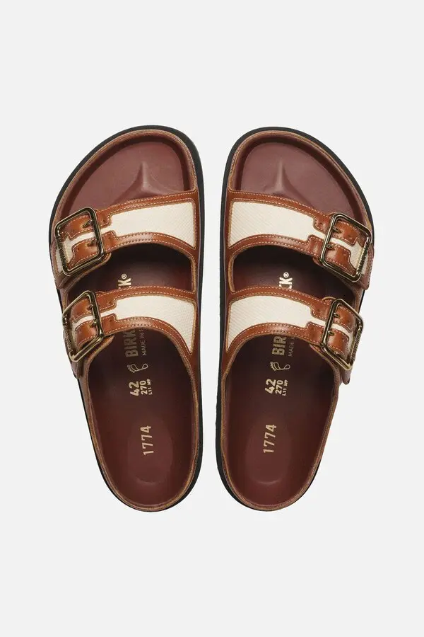 BIRKENSTOCK Arizona Bold Canvas Double Strap Sandals - Brown