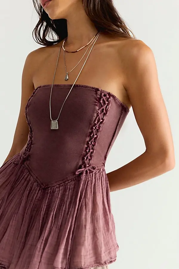 Free People Cova Tube Top With Ruffled Hem - Raspberry