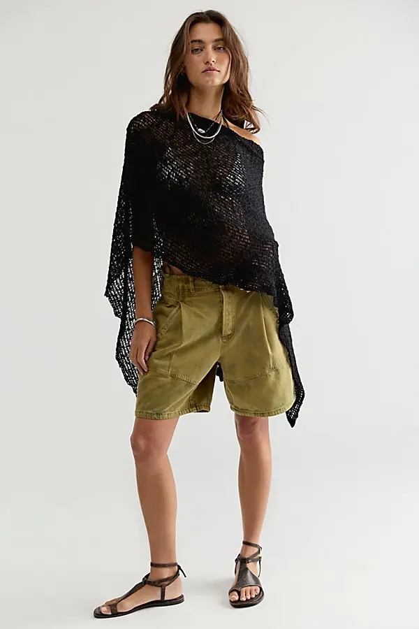 Free People Jade Knit Poncho - Black