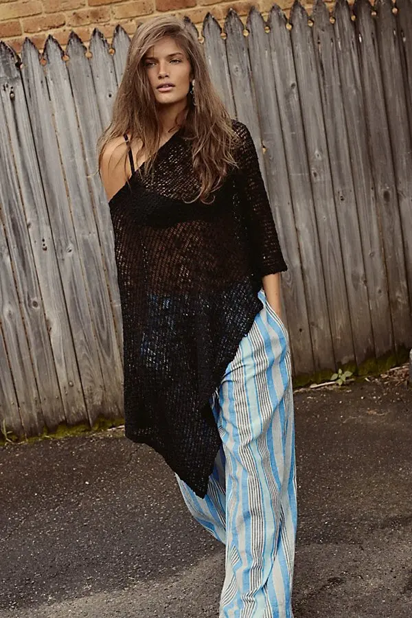 Free People Jade Knit Poncho - Black