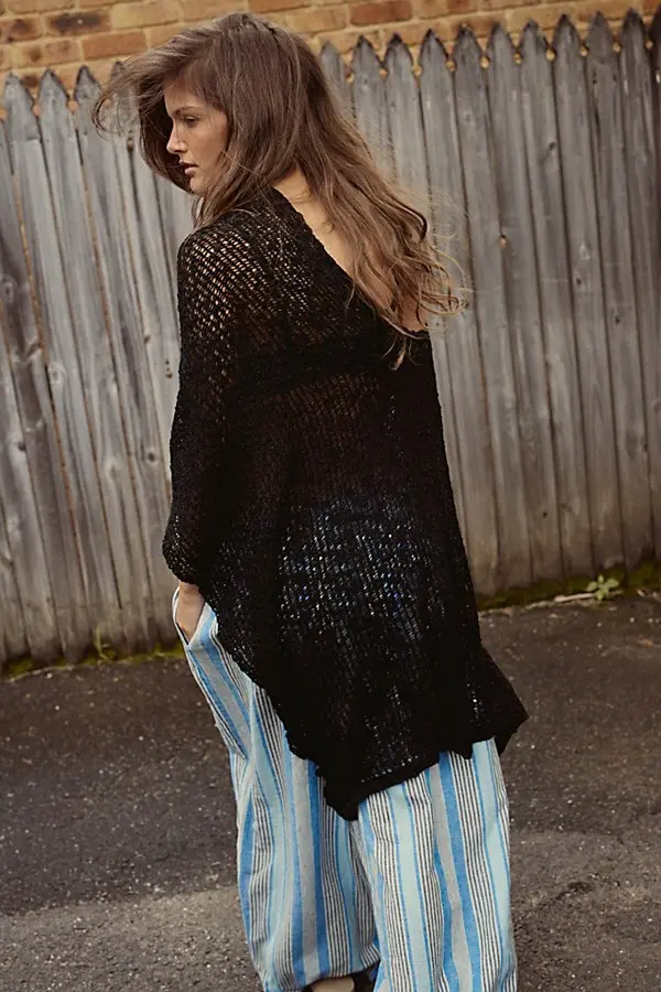 Free People Jade Knit Poncho - Black