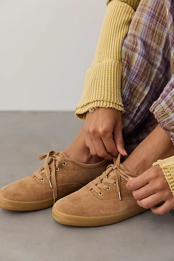 KEDS Champion Luxe Suede Lace-up Sneakers - Tan