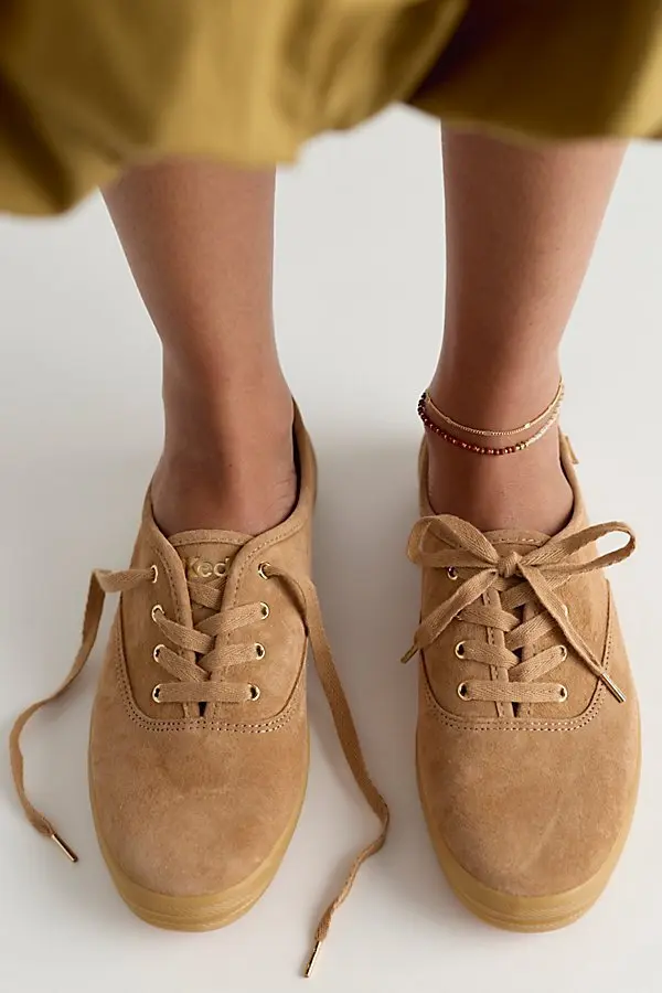 KEDS Champion Luxe Suede Lace-up Sneakers - Tan