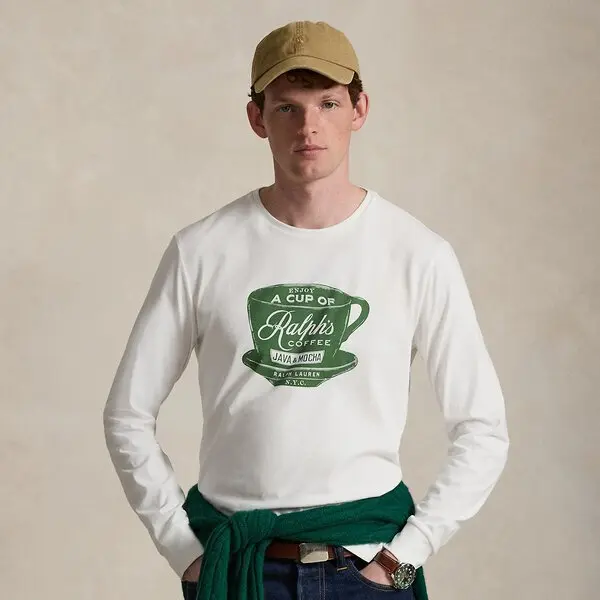 Ralph Lauren Custom Slim Fit ’s Coffee T-shirt - White