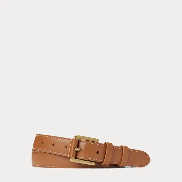 Ralph Lauren Calfskin Dress Belt - Saddle Brown