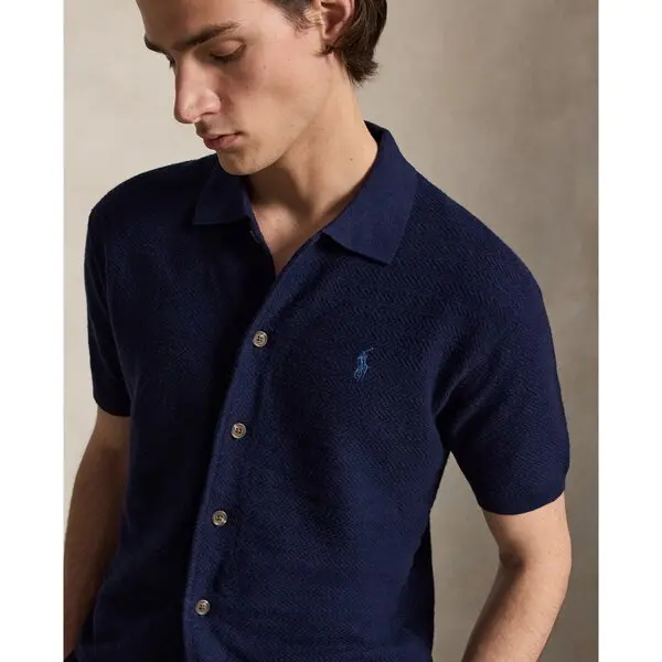 Ralph Lauren Cotton-linen Camp Shirt Sweater - Bright Navy