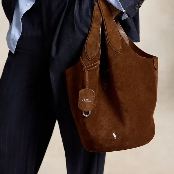 Ralph Lauren Polo Play Suede Tote - Cafe