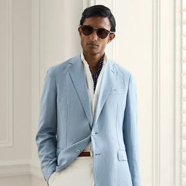 Ralph Lauren Hadley Hand-tailored Silk-linen Jacket - Windward Heather