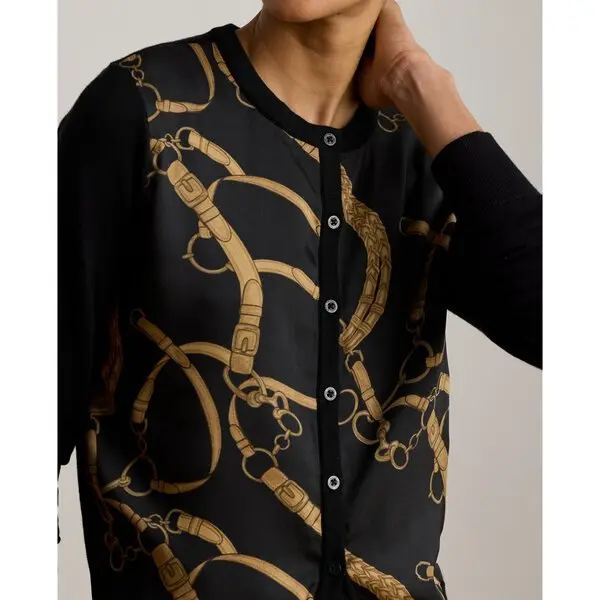 Ralph Lauren Belting-print Cotton-blend Cardigan